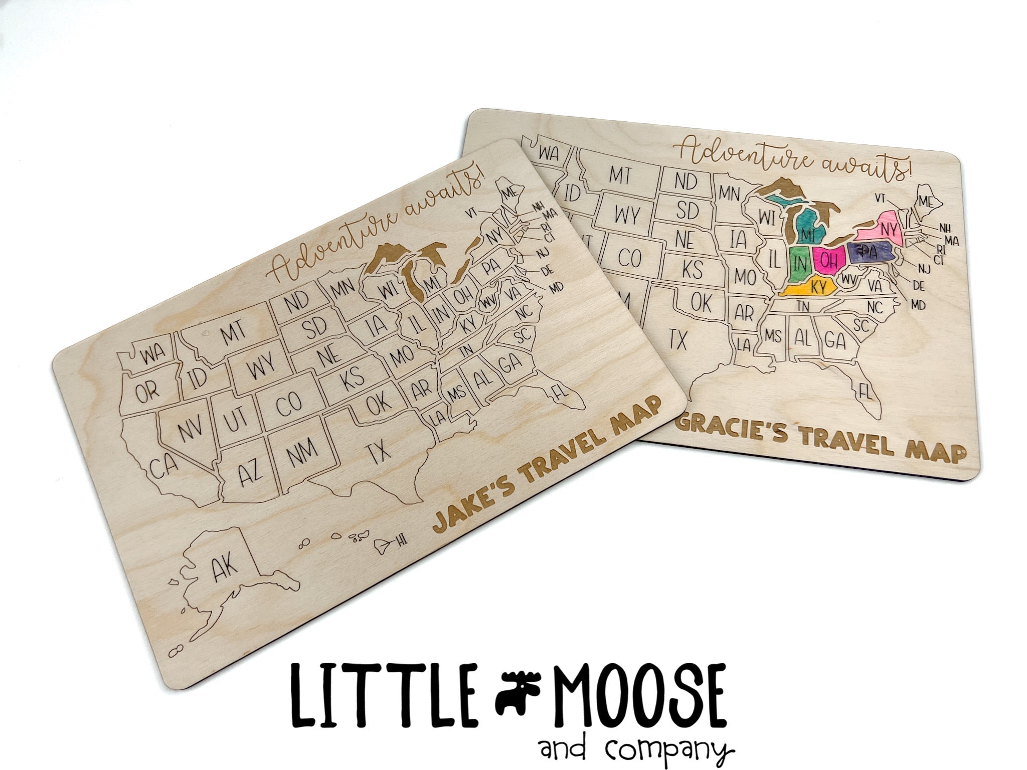 Adventure Awaits!! color me travel map - personalized – Little Moose ...